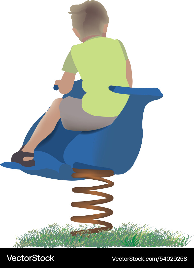 Child playing on spring rider in playground Vector Image