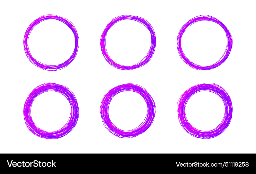 Hand drawn circle line sketch set circular Vector Image
