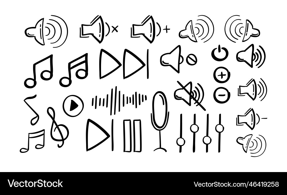 Hand drawn music icon Royalty Free Vector Image