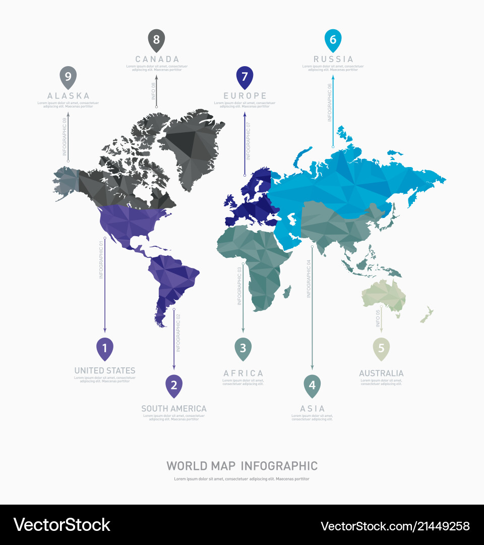 World map geometric infographics Royalty Free Vector Image