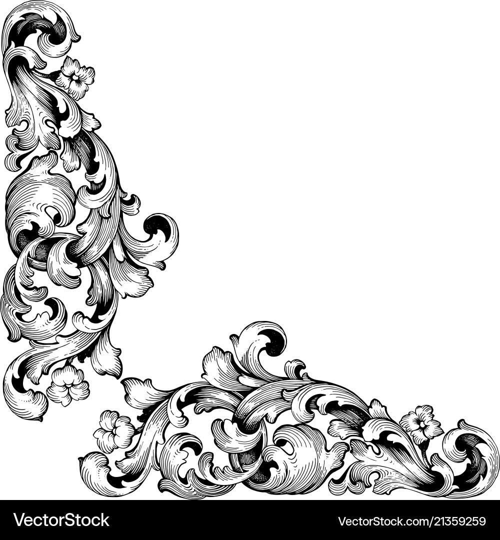 Baroque Ornate Scrollwork Royalty Free Vector Image