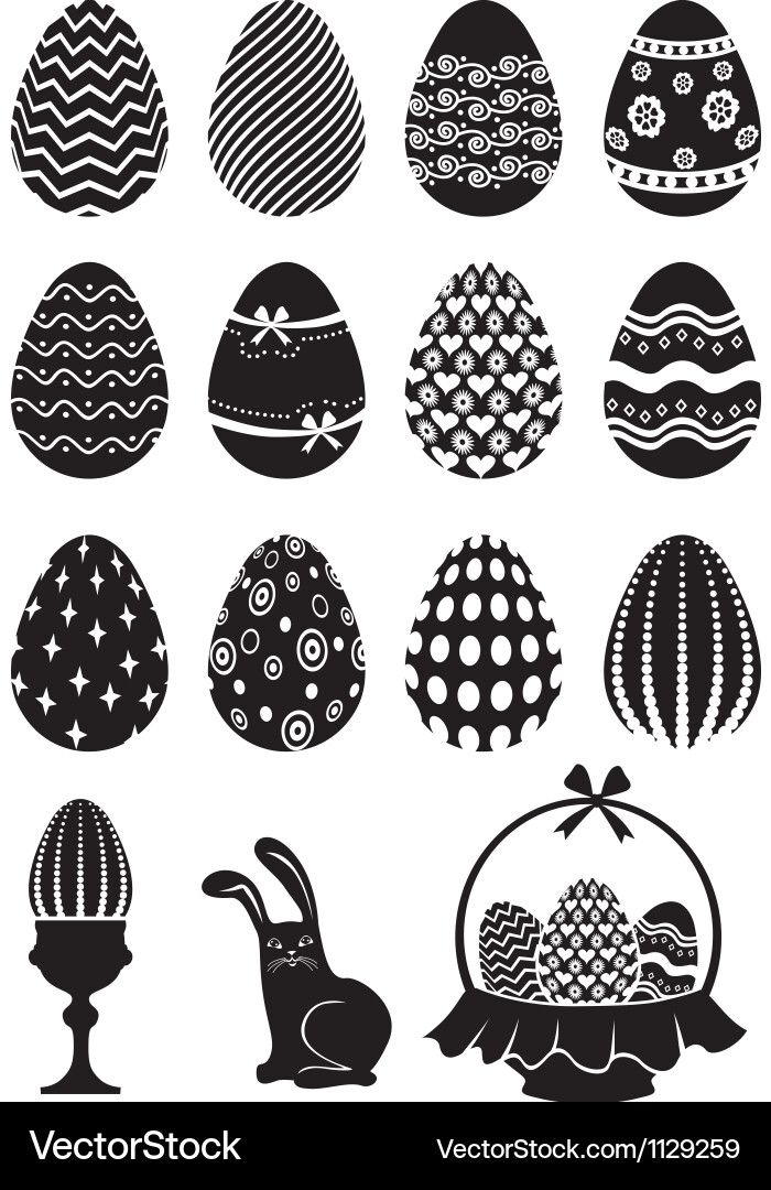Black and White Easter Eggs Royalty Free Vector Image