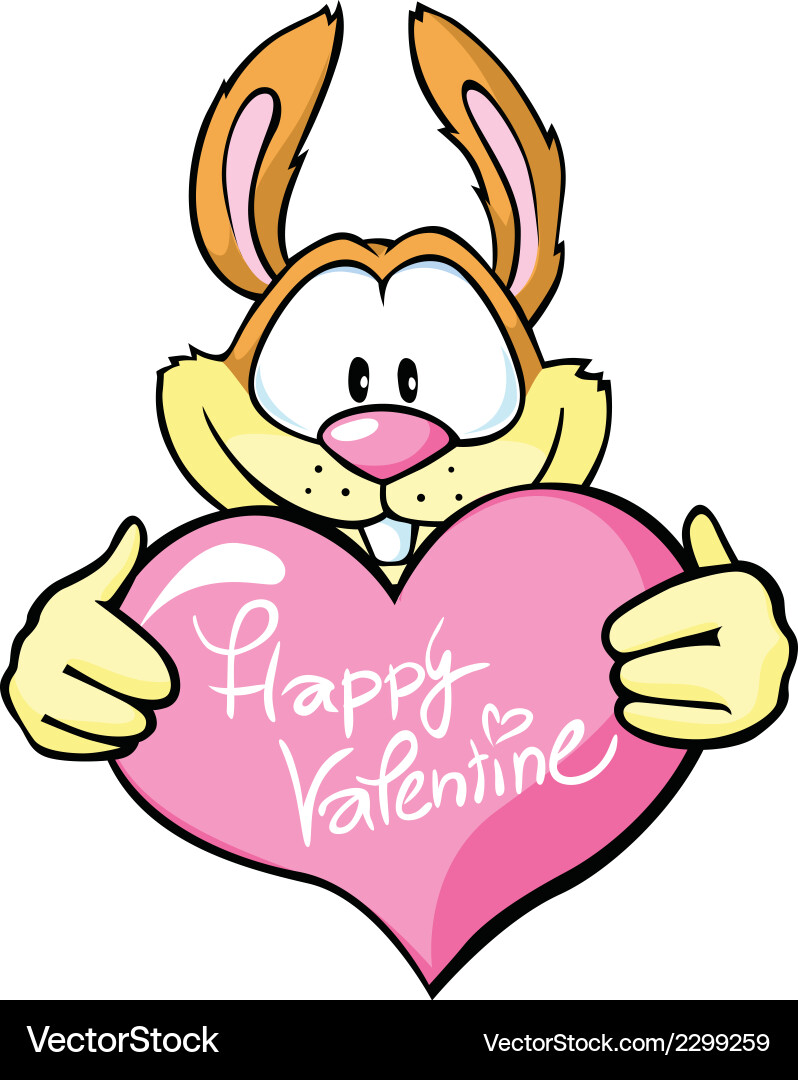 Bunny hold valentine heart Royalty Free Vector Image