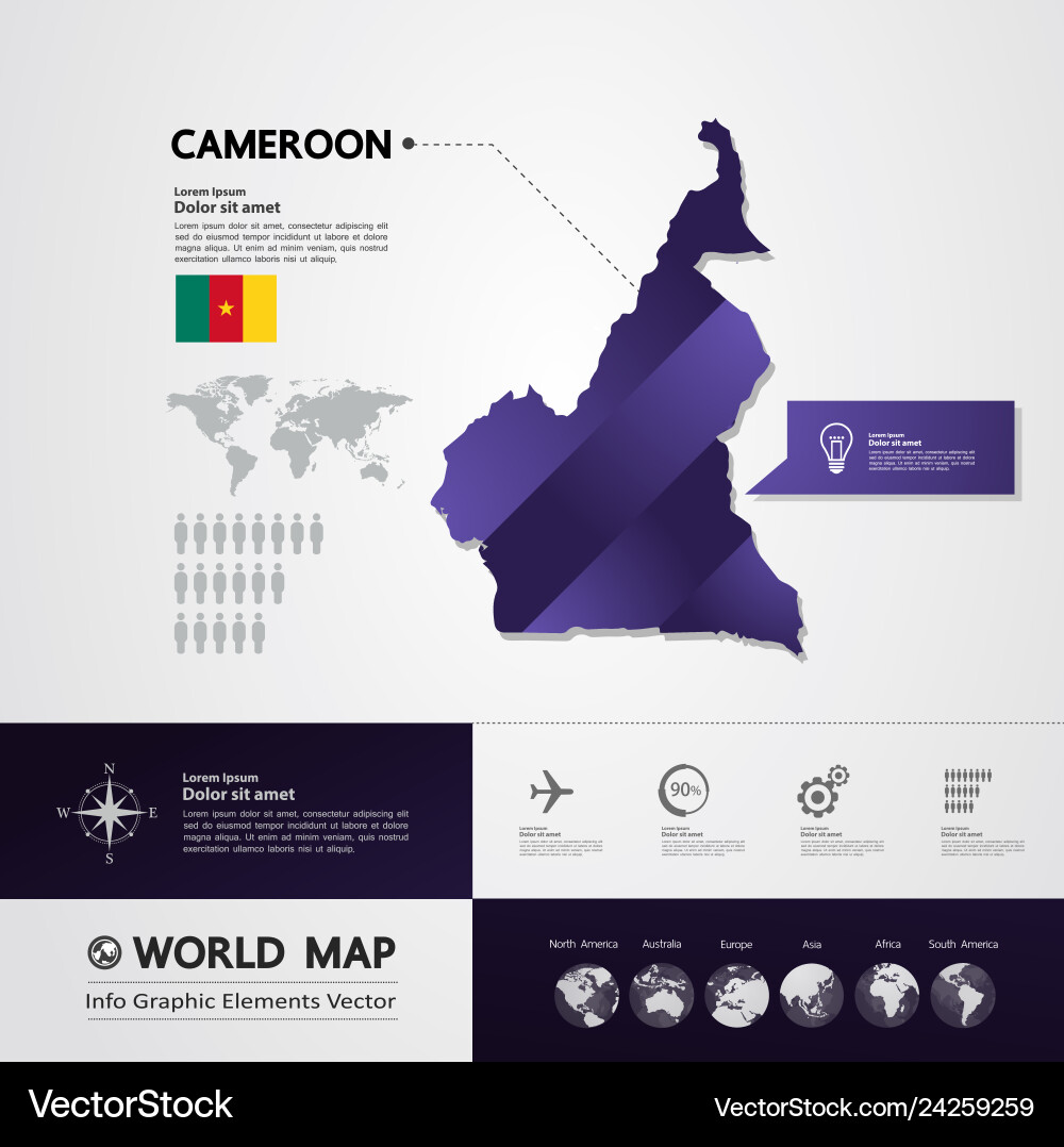 Cameroon map Royalty Free Vector Image - VectorStock