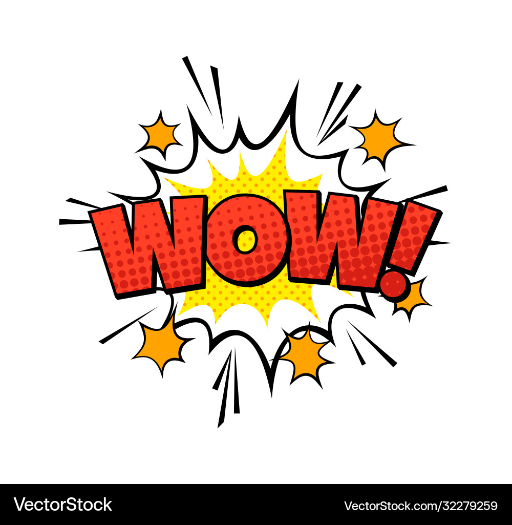 Comics pop art wow balloon cartoon sound Vector Image
