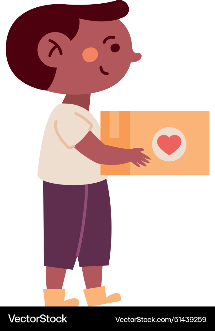 Donate boy carrying a box Royalty Free Vector Image