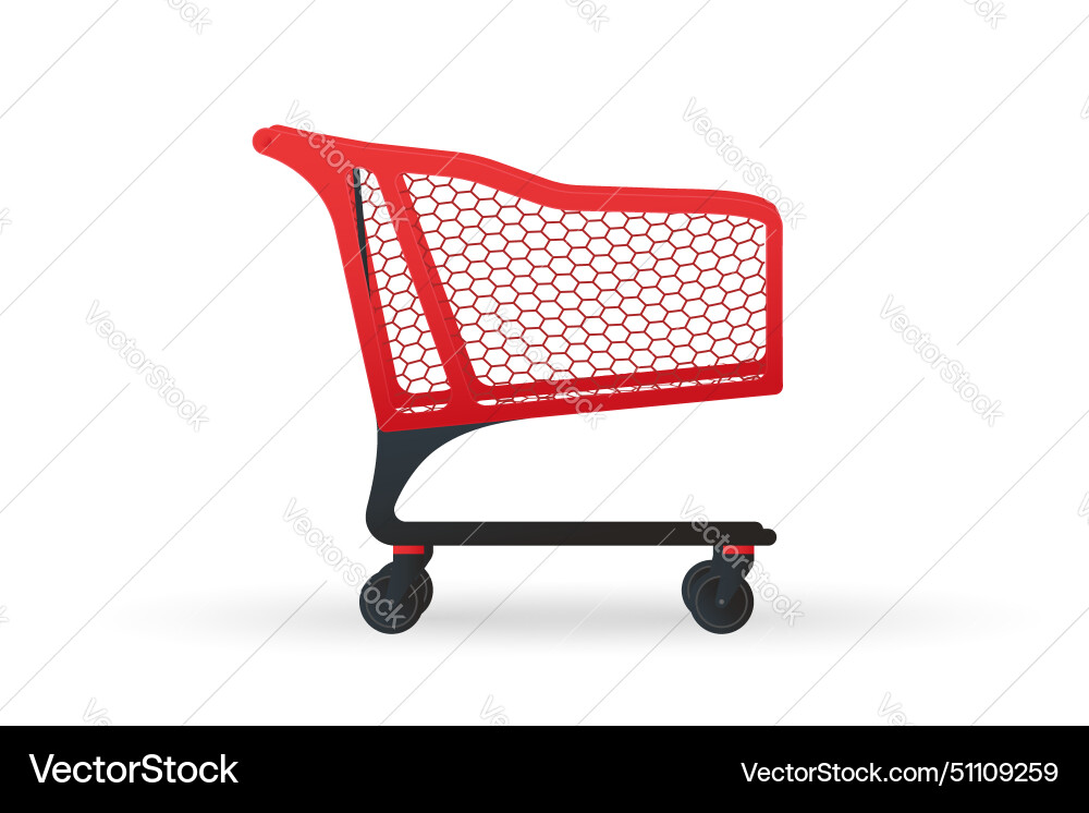 Empty classic shopping cart side view Royalty Free Vector