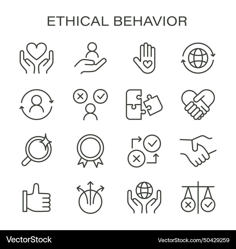 Ethical behavior set principles of integrity Vector Image