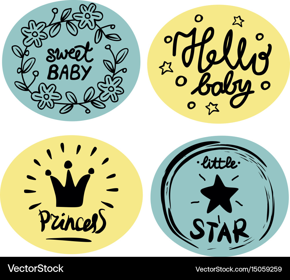 Four children s logo with handwriting Royalty Free Vector