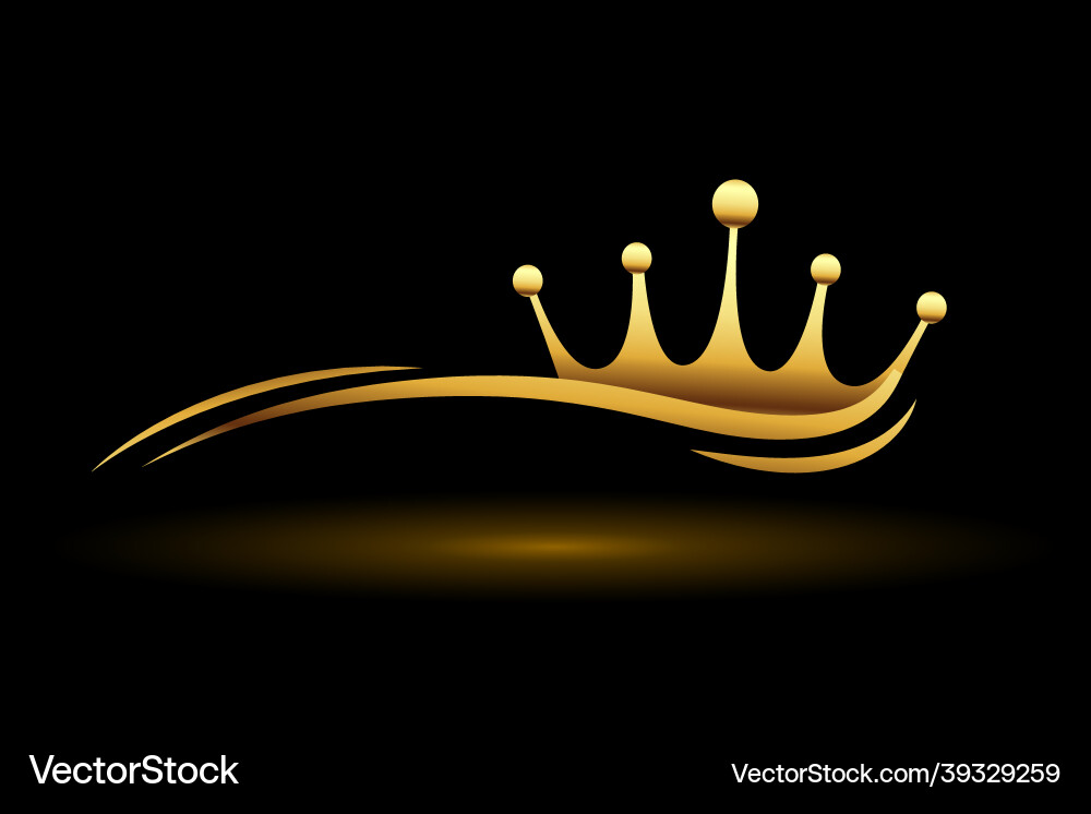 Golden crown with wave line Royalty Free Vector Image