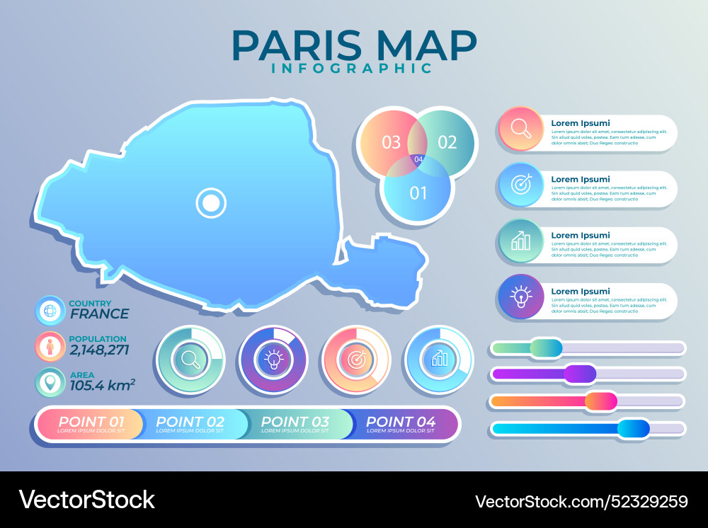 Gradient paris map infographics Royalty Free Vector Image
