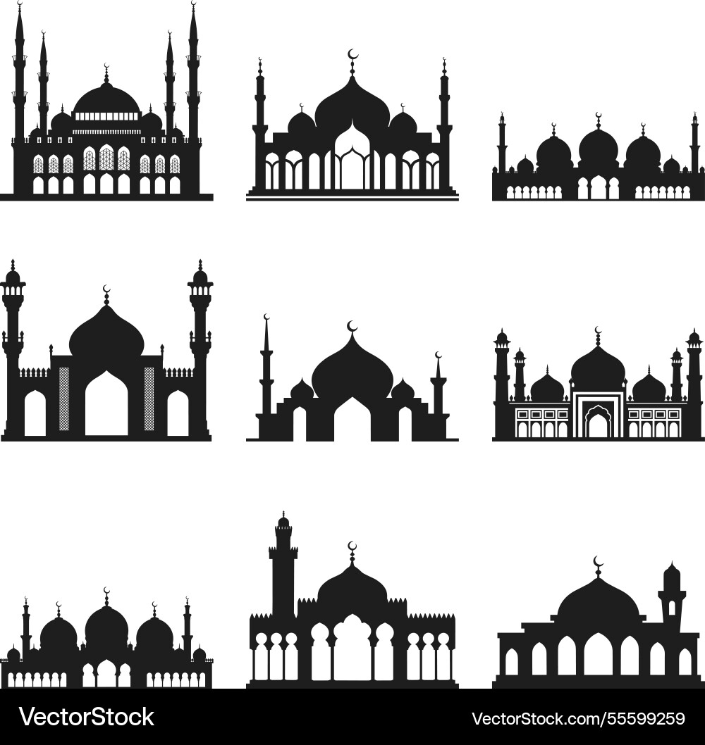 Islamic mosque silhouettes collection - for Vector Image