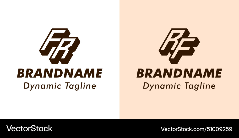 Letters fr and rf 3d monogram logo suitable Vector Image