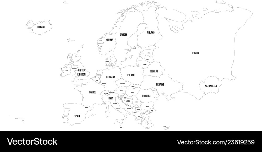 Outline map of europe simplified Royalty Free Vector Image
