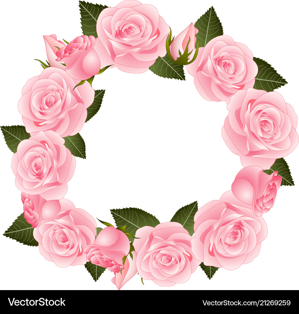 Pink rose flower wreath Royalty Free Vector Image
