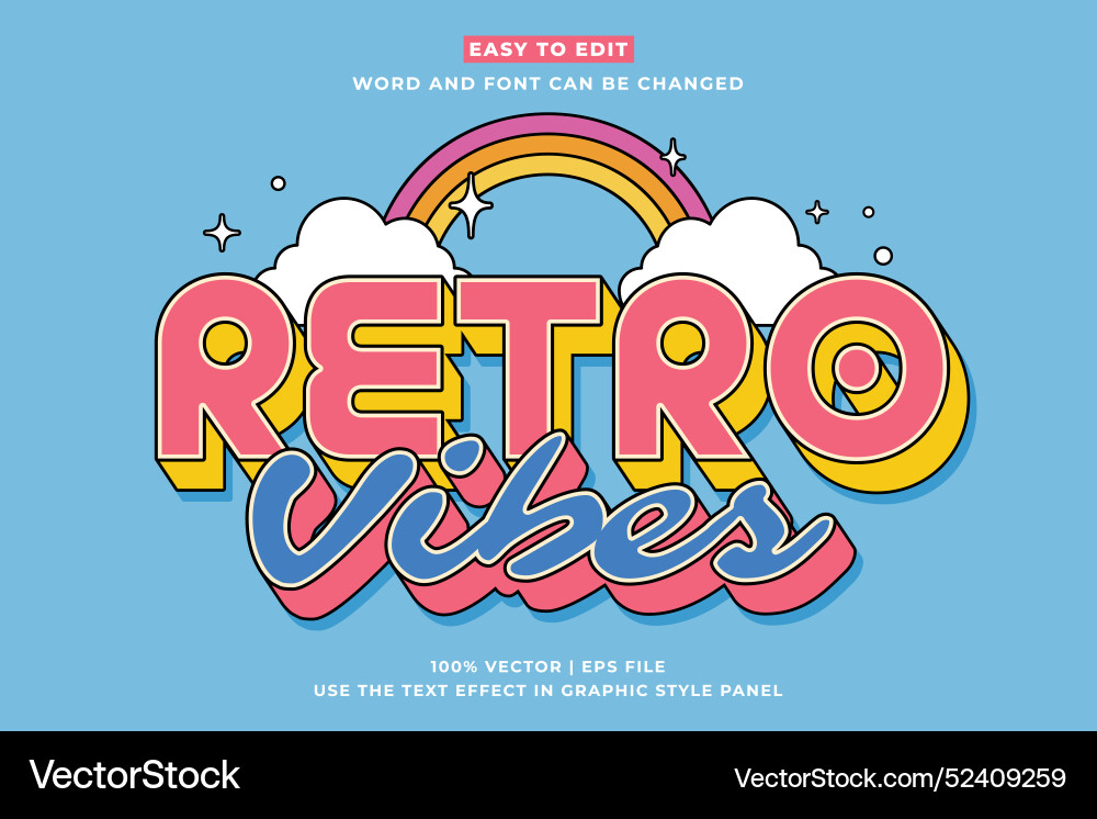 Retro vintage editable text effect style Vector Image
