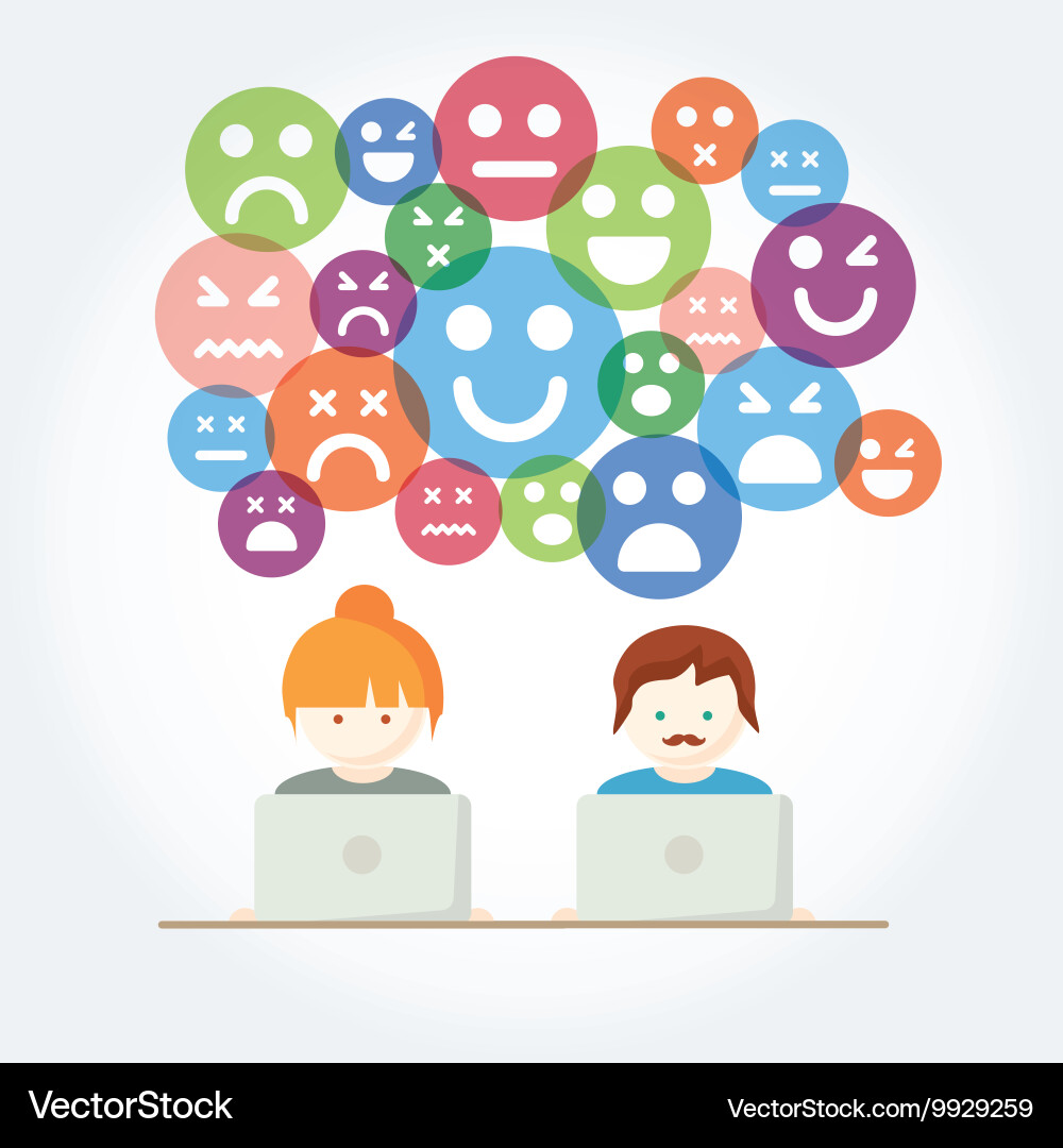 Social media network people with computers Vector Image
