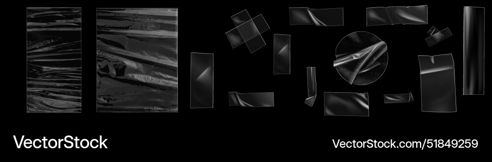 Transparent adhesive plastic tape pieces and Vector Image