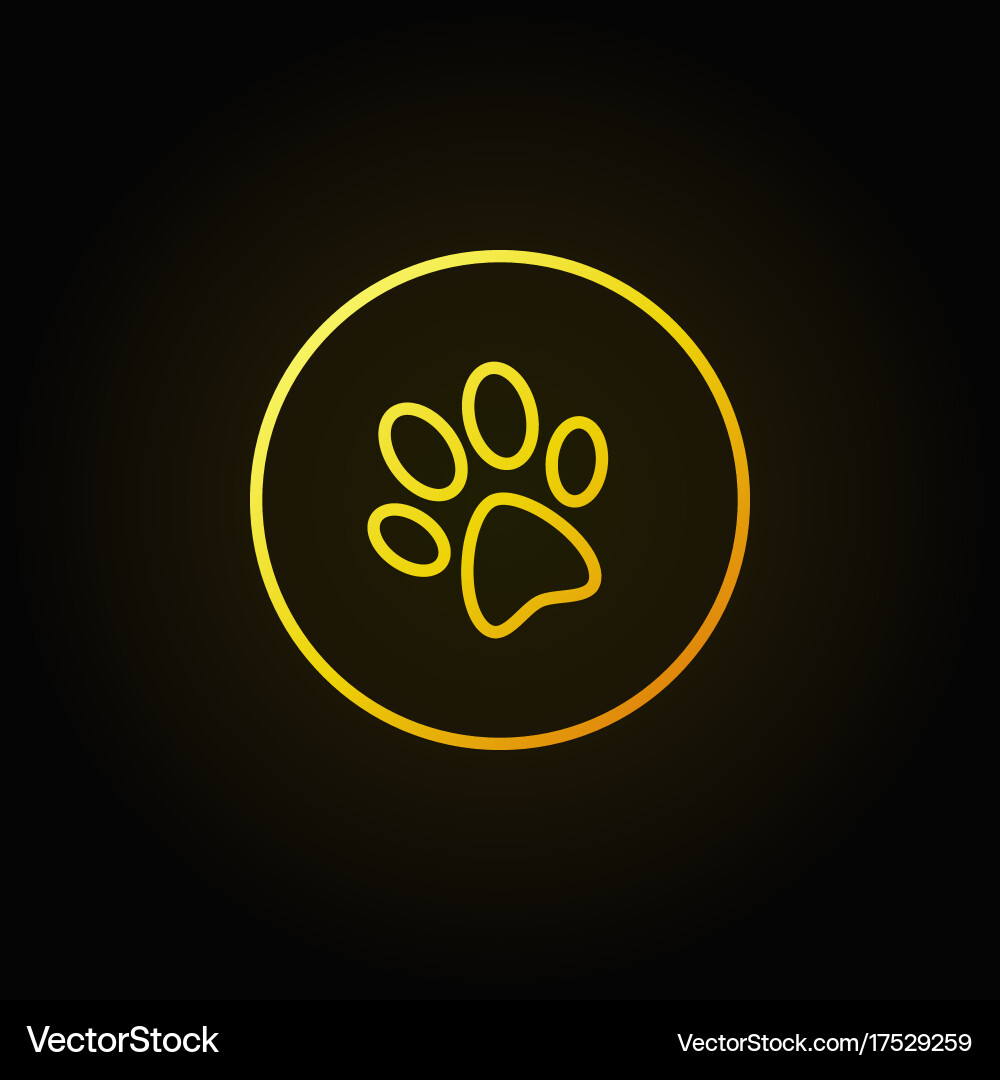 Yellow Dog Paw Print Icon Royalty Free Vector Image