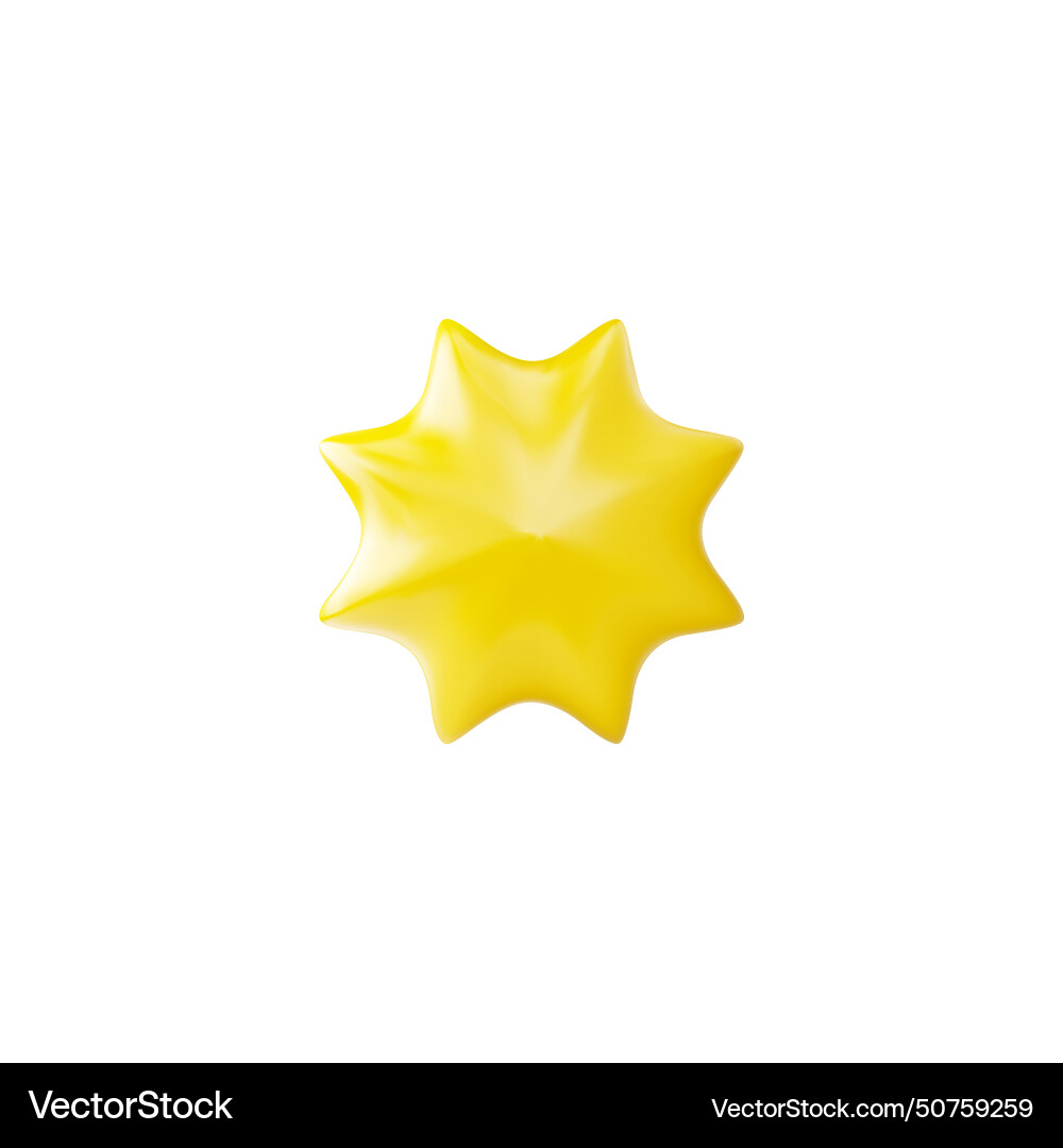 Yellow eight pointed star realistic 3d design Vector Image