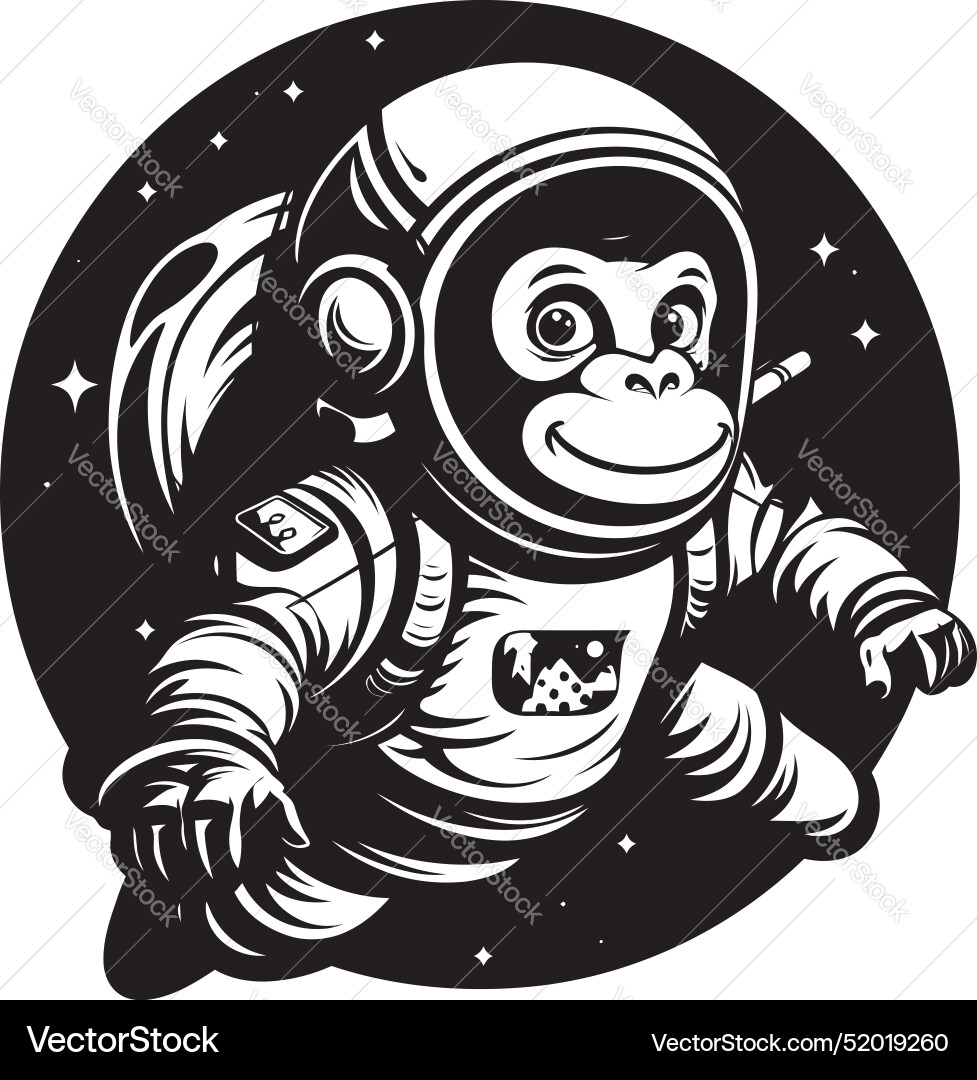 Astrochimp expedition logo design cosmic primate Vector Image