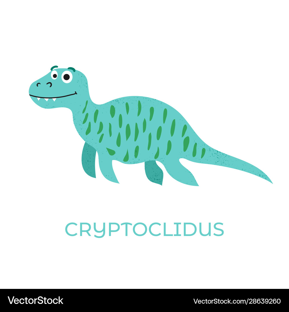 Cute dinosaur cryptoclidus cartoon drawn for tee Vector Image
