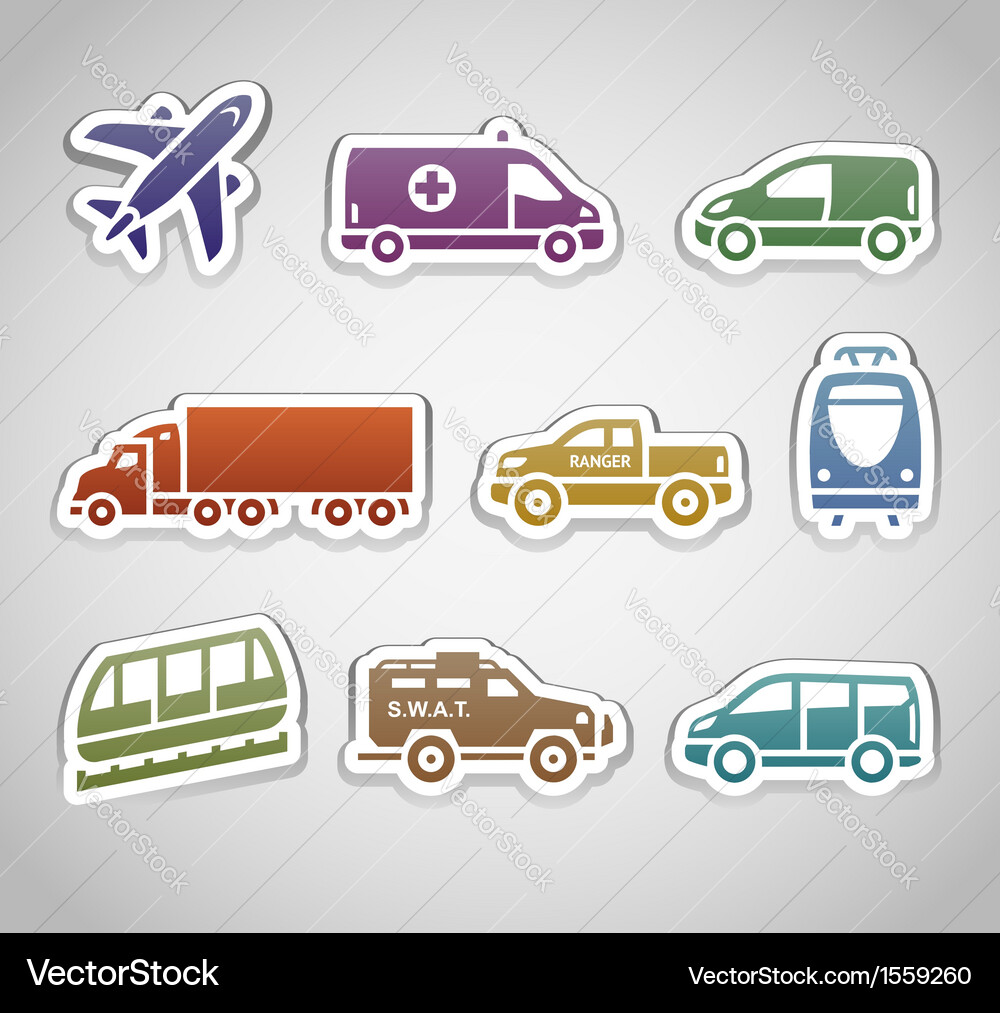 Flat retro color stickers - set seven Royalty Free Vector