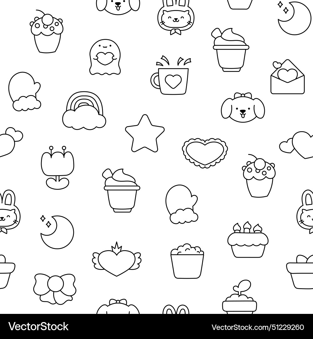 Happy lifestyle seamless pattern coloring page Vector Image