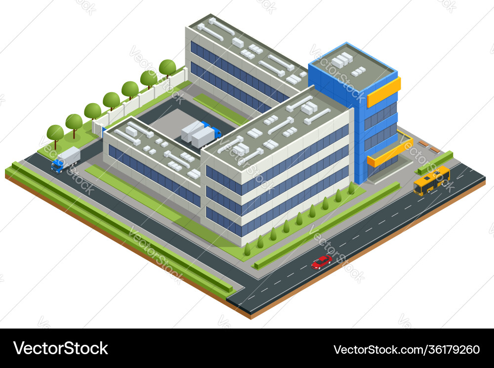 Isometric textile industry manufacturing factory Vector Image