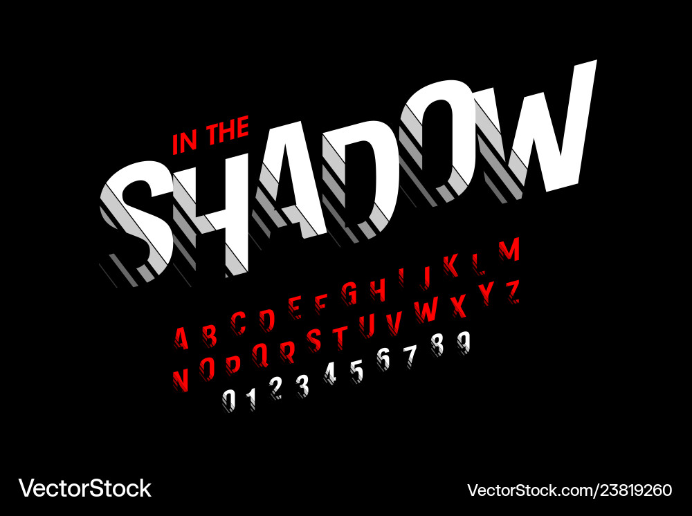 Modern font with shadow effect alphabet letters Vector Image