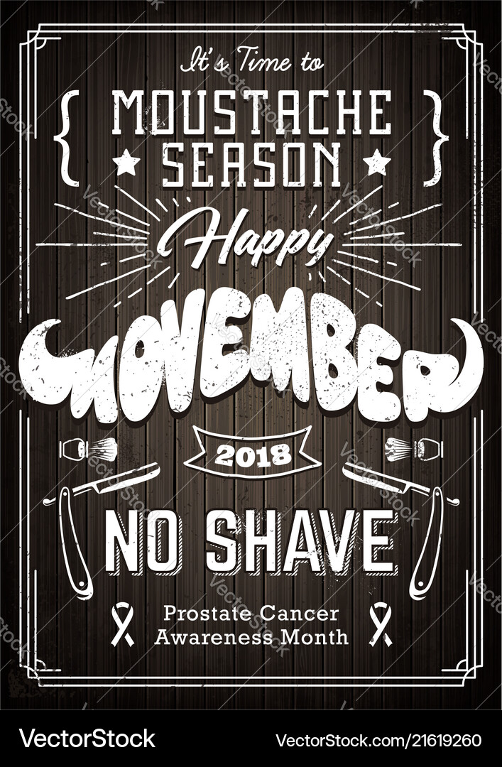 Movember poster vintage design Royalty Free Vector Image
