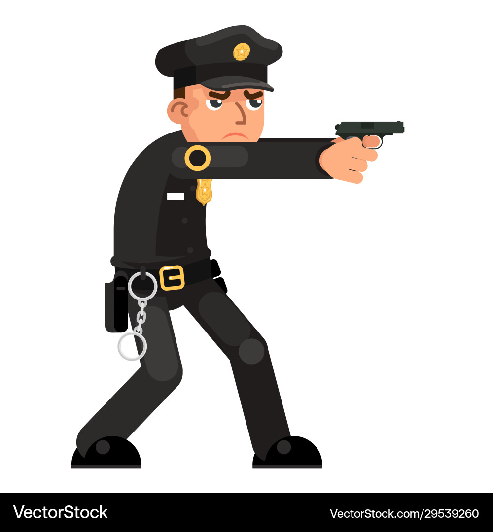 Policeman gun weapon attack shoot character Vector Image