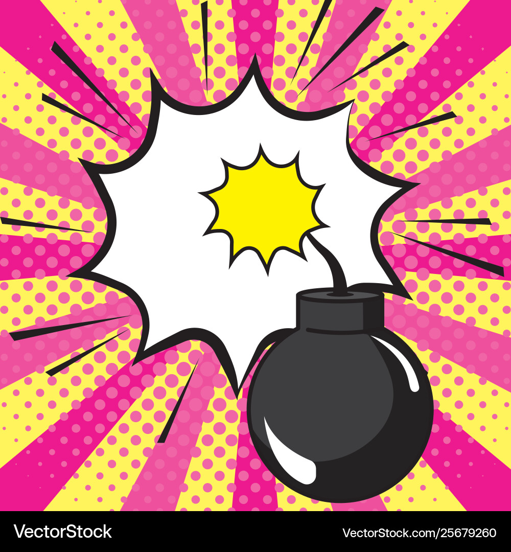 Pop art explosive bomb cartoon Royalty Free Vector Image