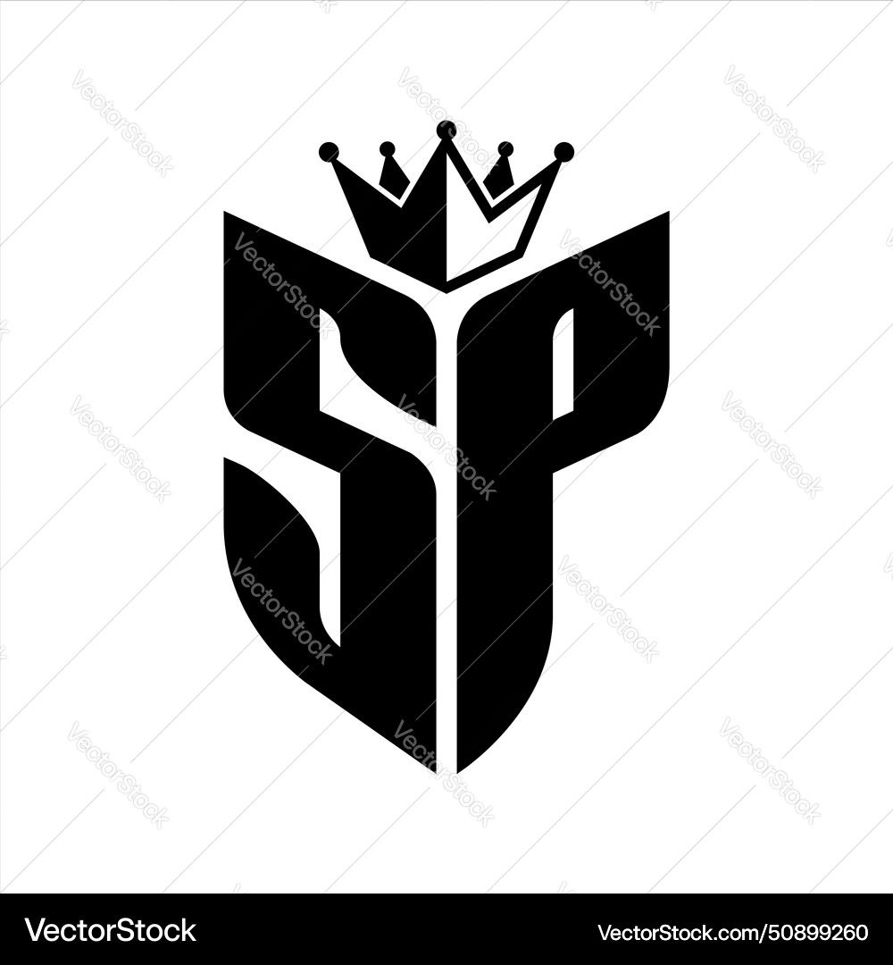 Sp letter monogram with shield shape crown Vector Image