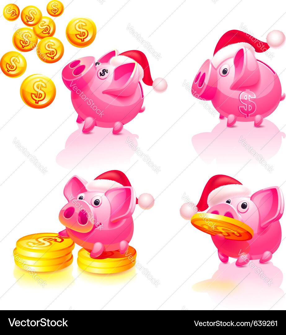 Happy new years piggy bank Royalty Free Vector Image Happy new years piggy bank Royalty Free Vector Image