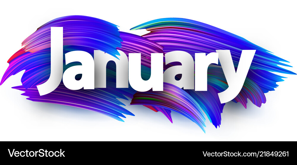 January banner with blue brush strokes Royalty Free Vector