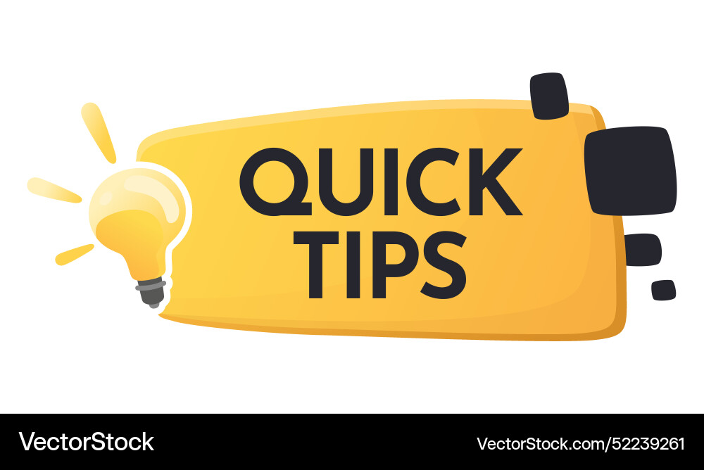 Quick tips icon or symbol with black and yellow Vector Image