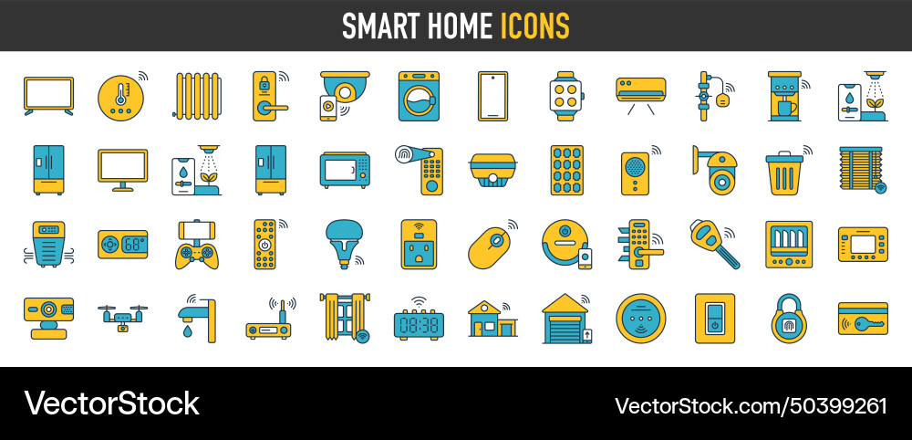 Smart home icon set remote control domestic life Vector Image