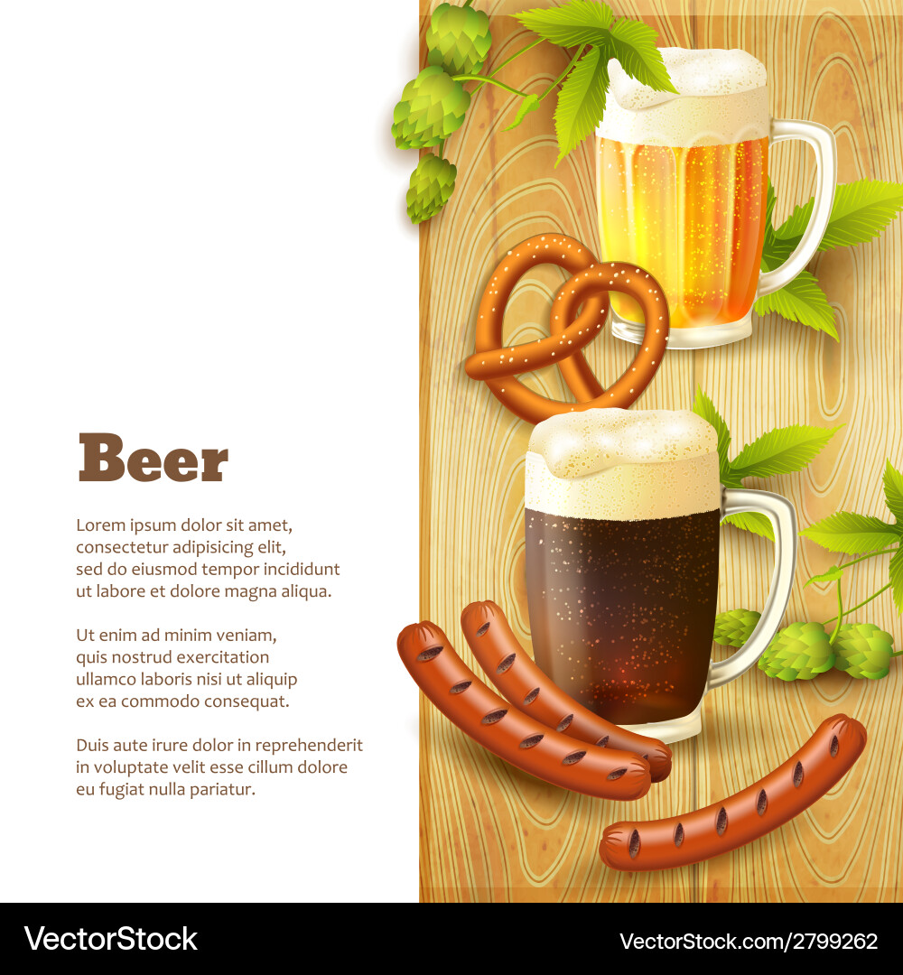 Beer and snacks border Royalty Free Vector Image