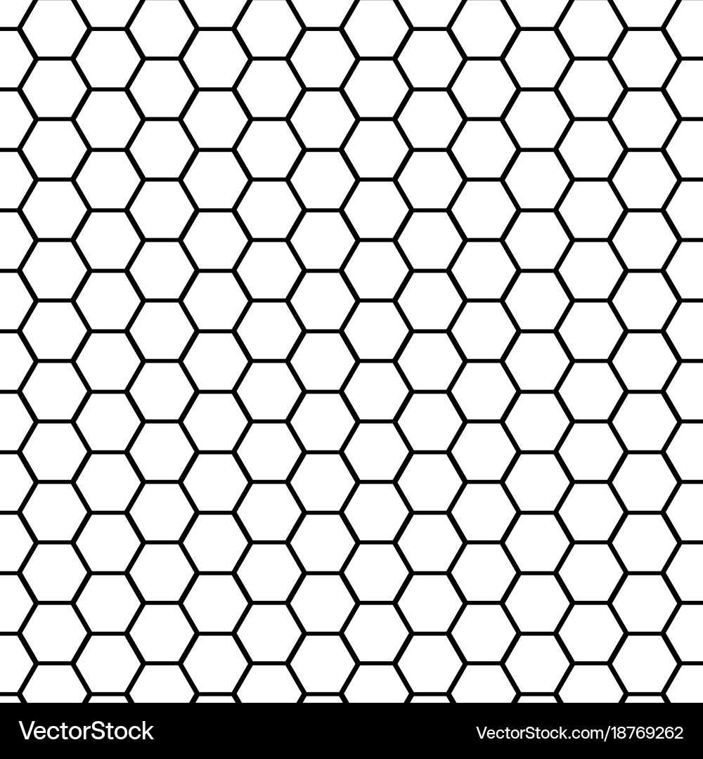 Black hexagonal mesh pattern seamless Royalty Free Vector