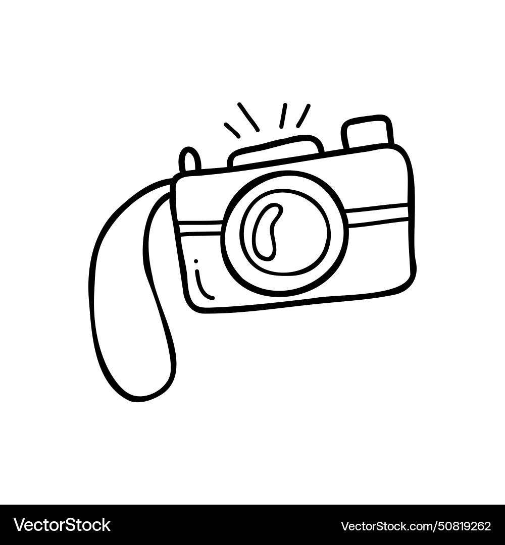 Camera icon in doodle style drawing sketch Vector Image