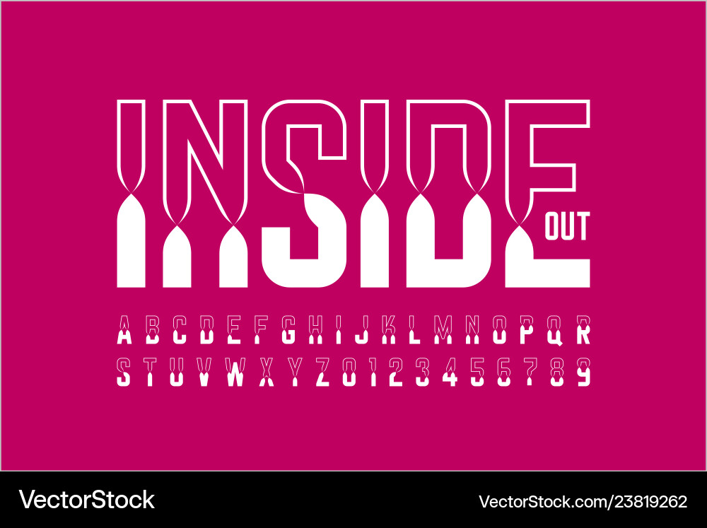 Colorful inside out font alphabet letters Vector Image