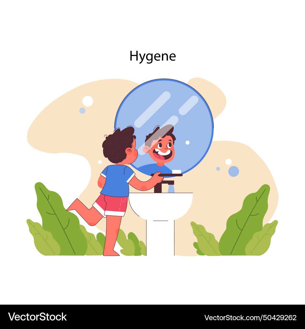 Daily hygiene routine concept flat Royalty Free Vector Image