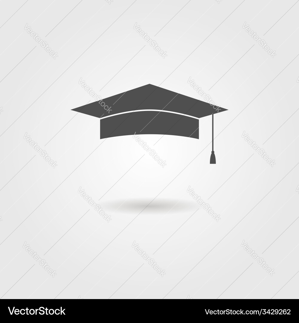 Graduation cap with shadow Royalty Free Vector Image