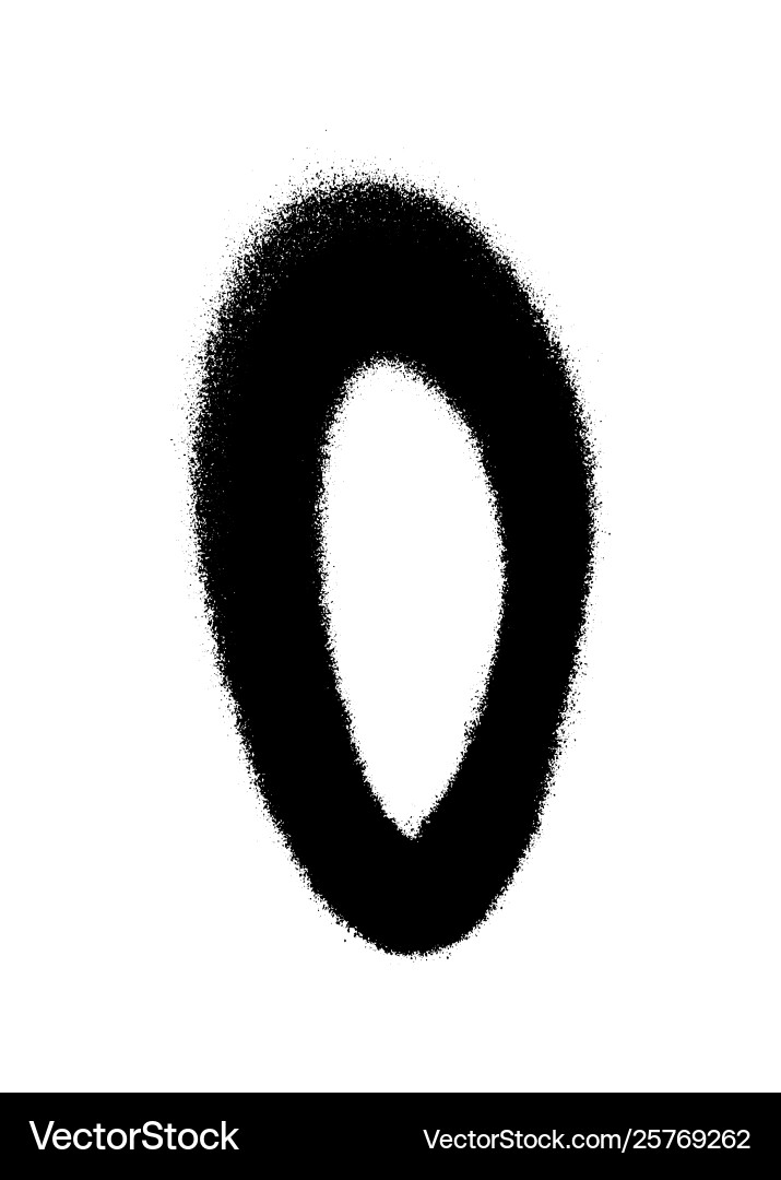 Graffiti style letter o with a spray in black over