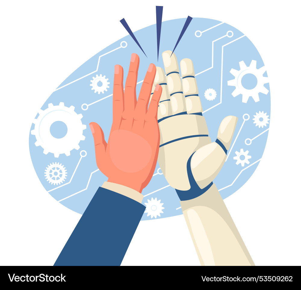 Human collaboration with artificial intelligence Vector Image