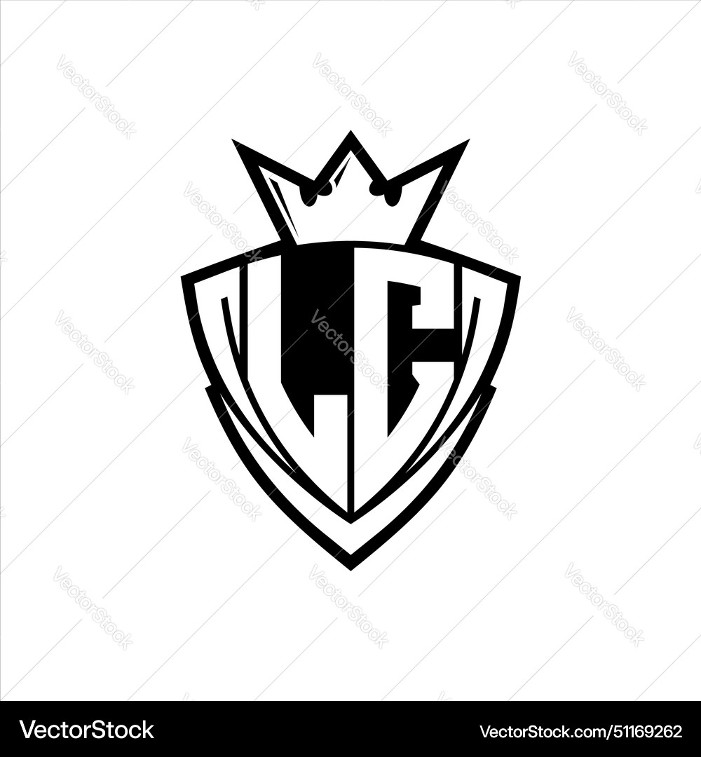 Lc letter logo with sharp triangle shield shape Vector Image