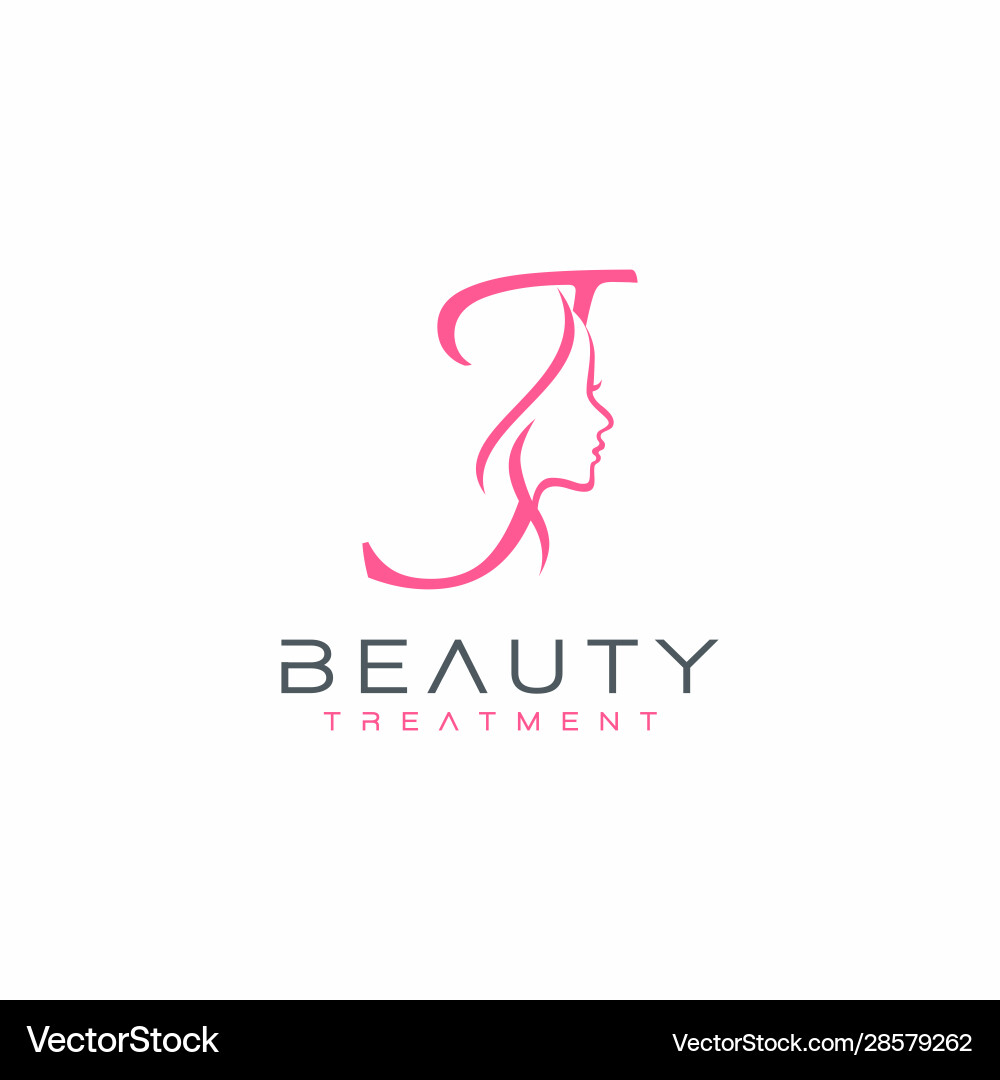Letter j beauty face logo design icon Royalty Free Vector