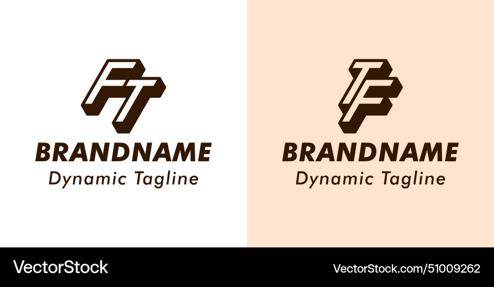 Letters ft and tf 3d monogram logo suitable Vector Image