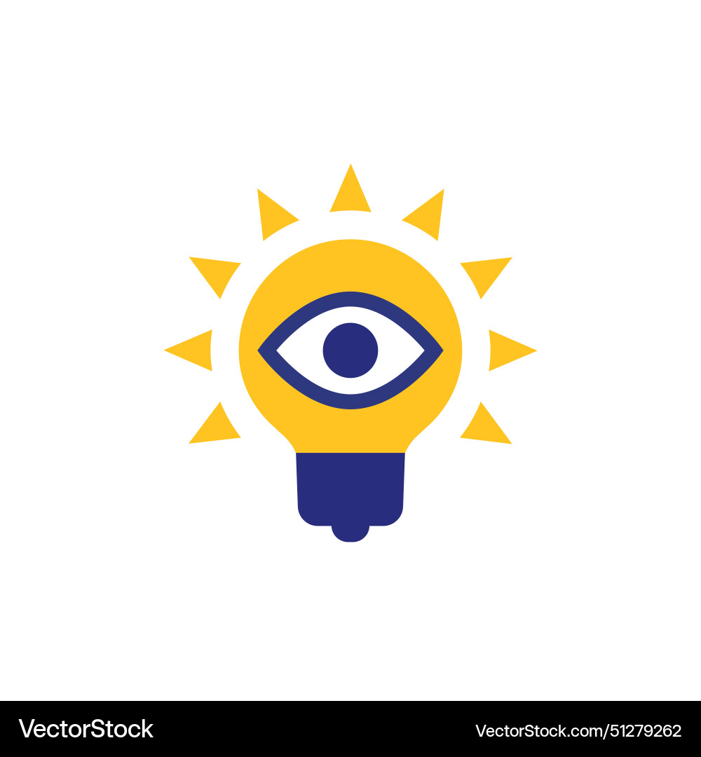 Light bulb and eye icon in flat design Royalty Free Vector